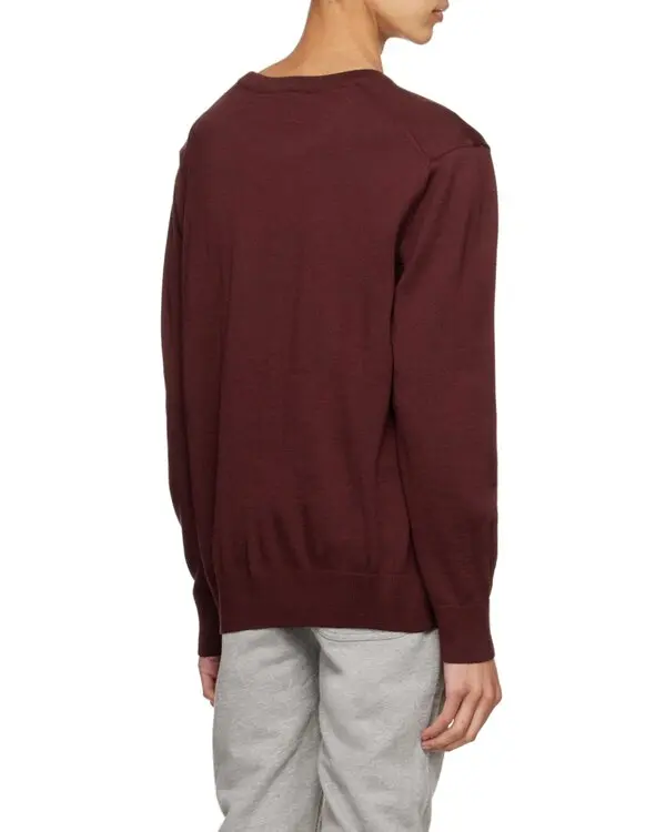 Maison Kitsuné Crew Neck Jumper With Embroidered Logo - Brown