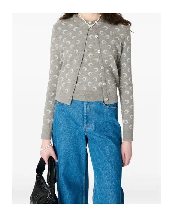 MARINE SERRE Moon Jacquard Cardigan - Gray