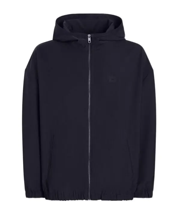 Dolce & Gabbana Logo Tag Hooded Jacket - Blue