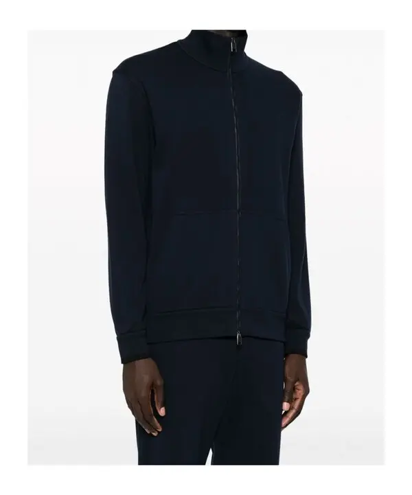 Brioni High-neck Zipped Sweatshirt - Navy