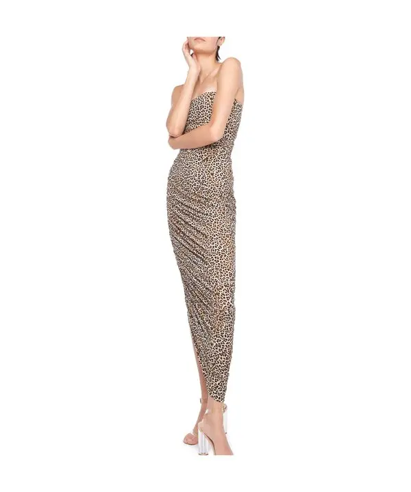 Norma Kamali Strapless Leopard Print Gown