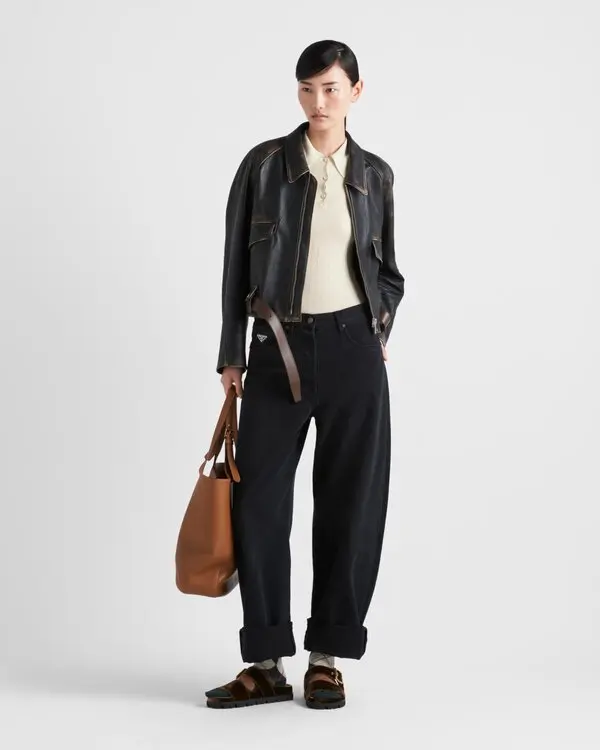 Prada Logo-triangle Wide-leg Selvedge Jeans