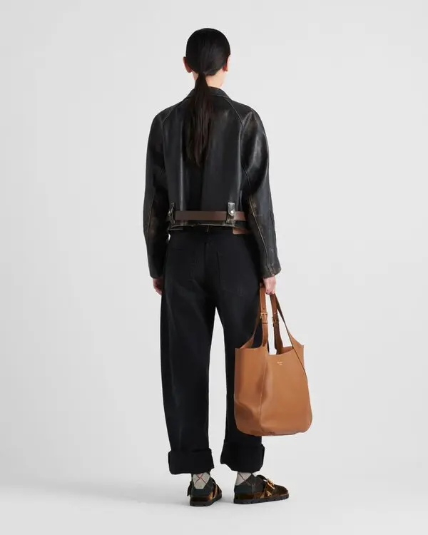 Prada Logo-triangle Wide-leg Selvedge Jeans