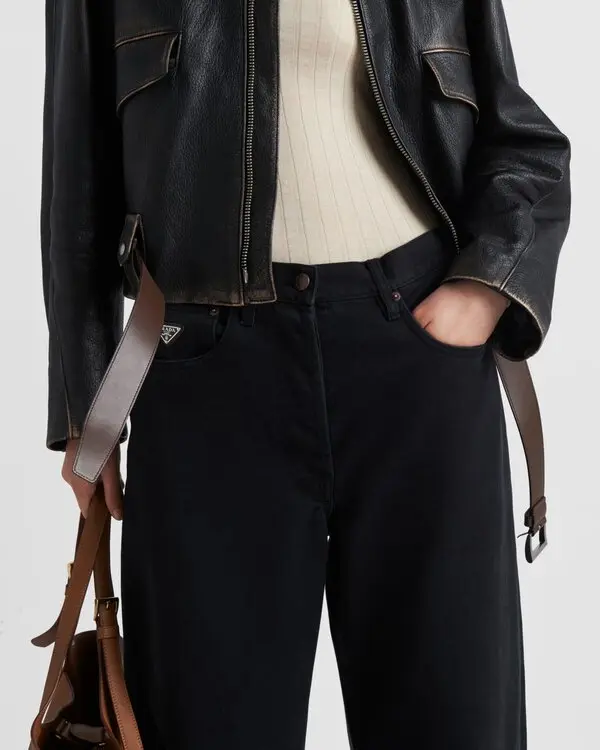 Prada Logo-triangle Wide-leg Selvedge Jeans