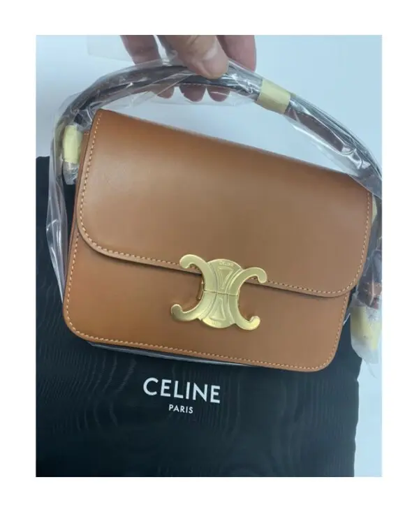 Celine Triomphe Bag In Natural Calfskin - Tan