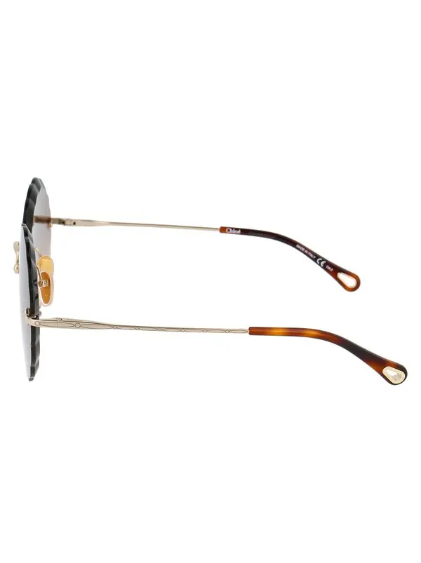 Chloé Round Scalloped Frame Sunglasses - Nude