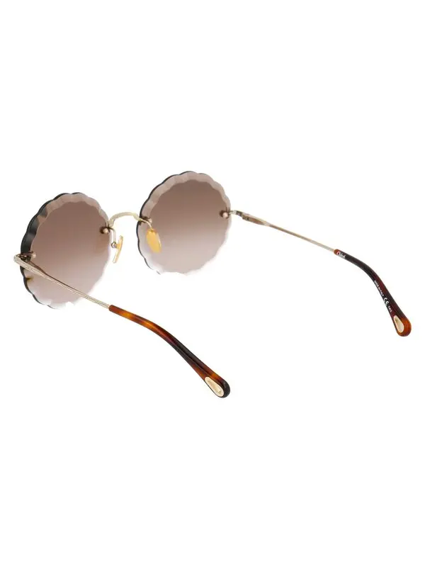 Chloé Round Scalloped Frame Sunglasses - Nude