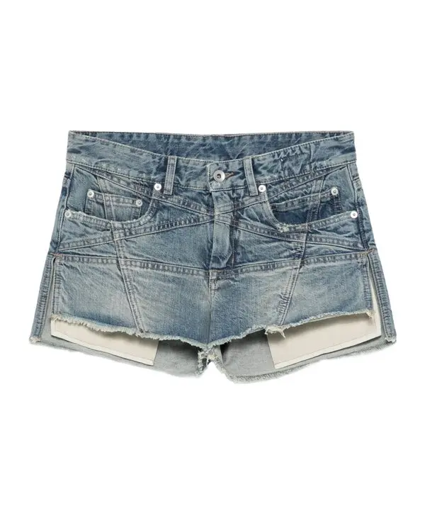 Rick Owens Frayed Edge Denim Shorts - Gray