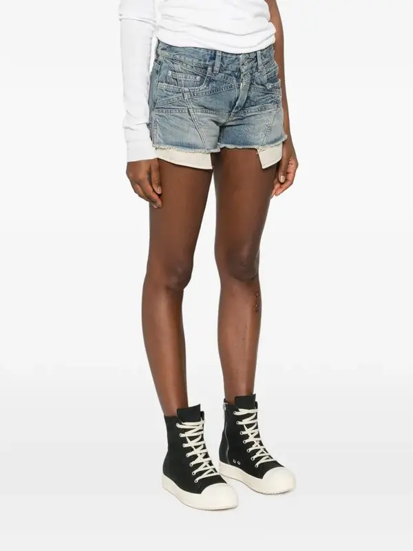 Rick Owens Frayed Edge Denim Shorts - Gray