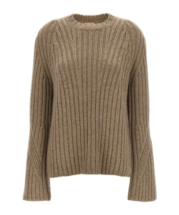 Khaite Crewneck Knitted Jumper With Long Sleeves - Brown
