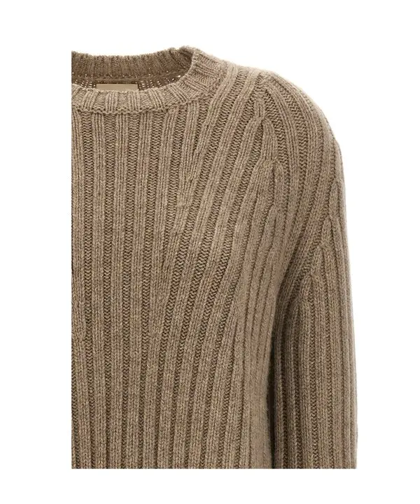 Khaite Crewneck Knitted Jumper With Long Sleeves - Brown