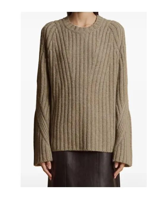 Khaite Crewneck Knitted Jumper With Long Sleeves - Brown