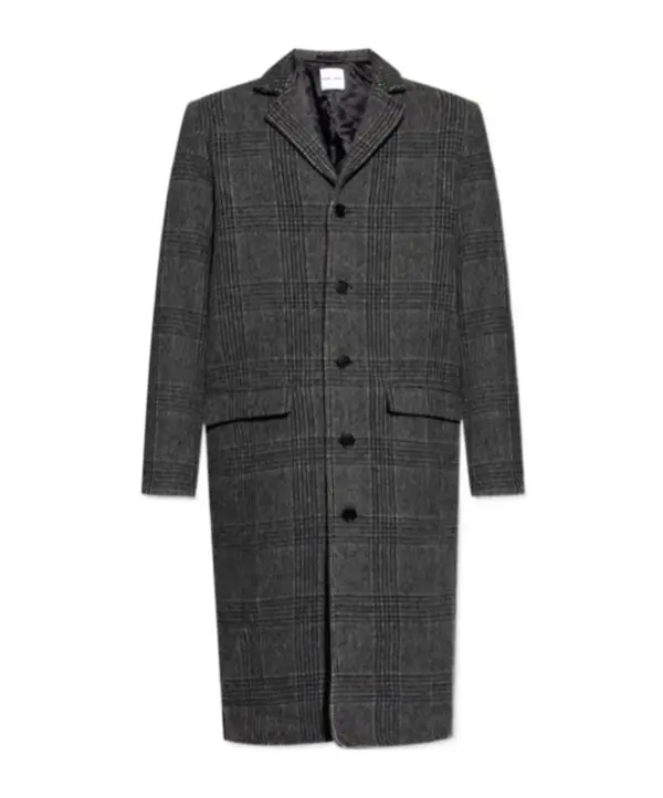 SAMSOE SAMSOE Checked Wool Coat - Black