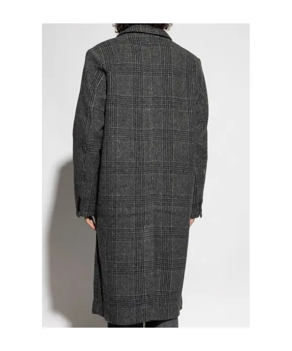 SAMSOE SAMSOE Checked Wool Coat - Black
