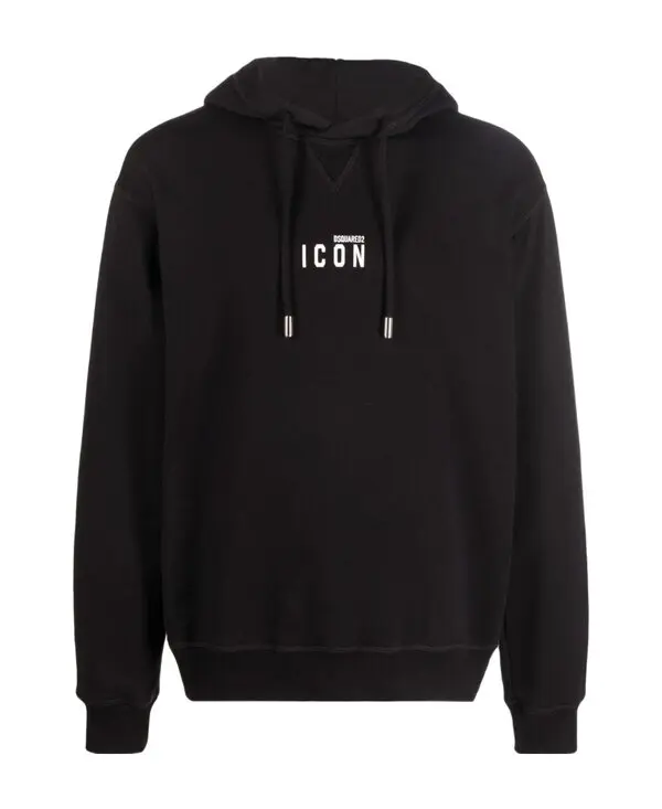 Dsquared2 Logo Printed Drawstring Hoodie - Black