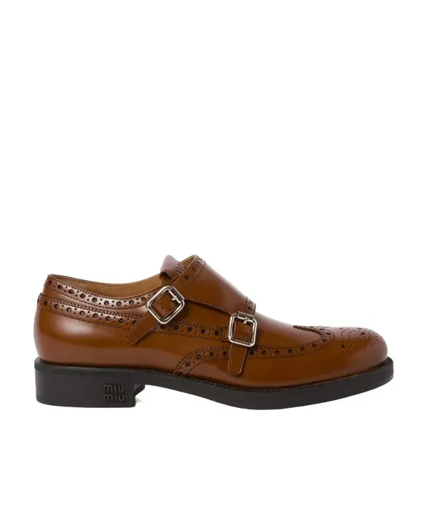 Miu Miu Church's X Brushed Leather Double Monk Brogue