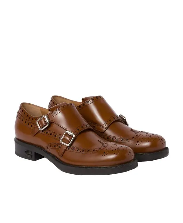 Miu Miu Church's X Brushed Leather Double Monk Brogue