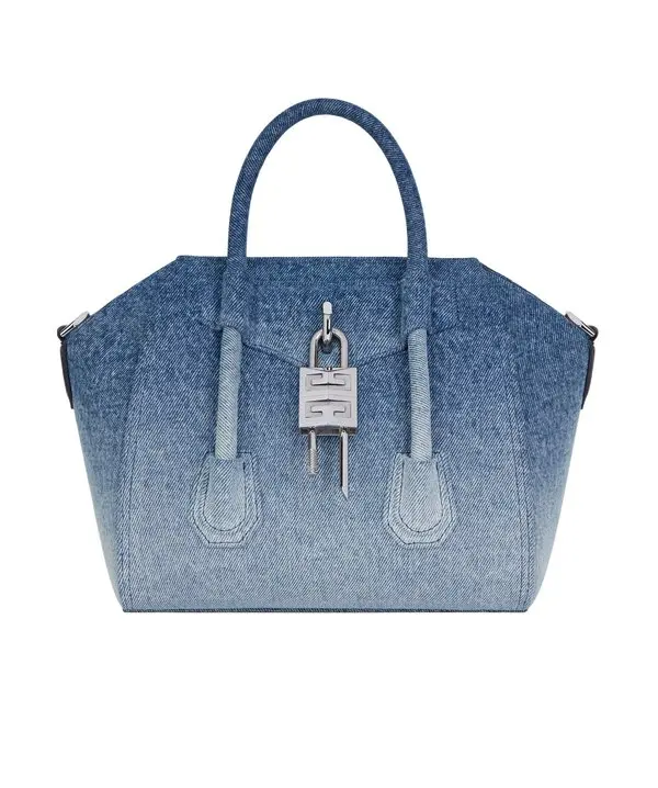 Givenchy Mini Antigona Lock Denim Tote Bag
