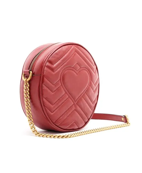 Gucci Gg Marmont Mini Leather Round Shoulder Bag