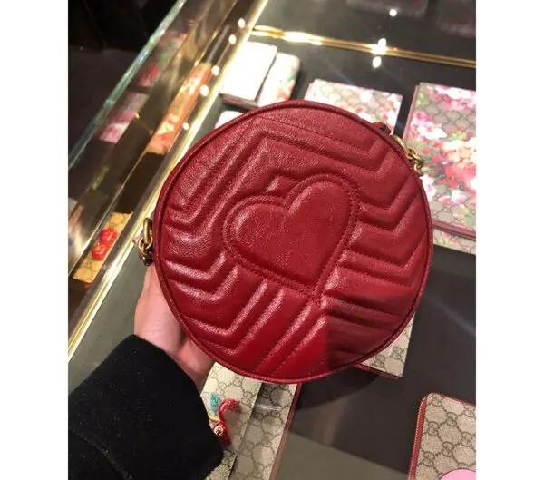 Gucci Gg Marmont Mini Leather Round Shoulder Bag