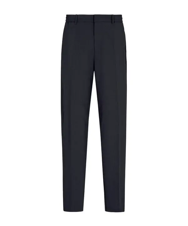 Emporio Armani Seersucker Cotton Blend Trousers