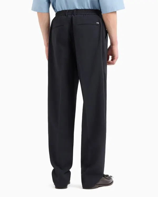 Emporio Armani Seersucker Cotton Blend Trousers