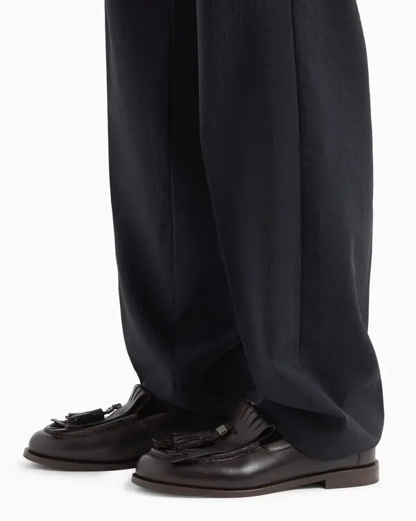 Emporio Armani Seersucker Cotton Blend Trousers