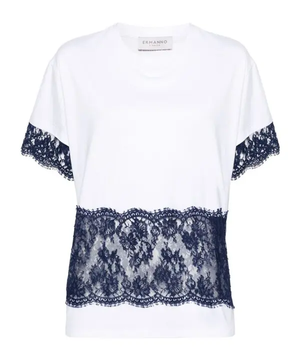 ERMANNO FIRENZE Short Sleeve T-shirt With Lace Detail