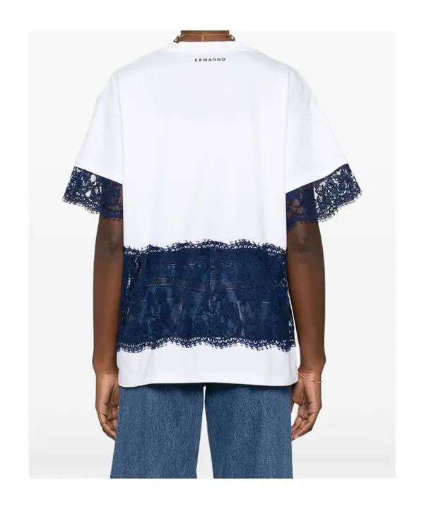 ERMANNO FIRENZE Short Sleeve T-shirt With Lace Detail