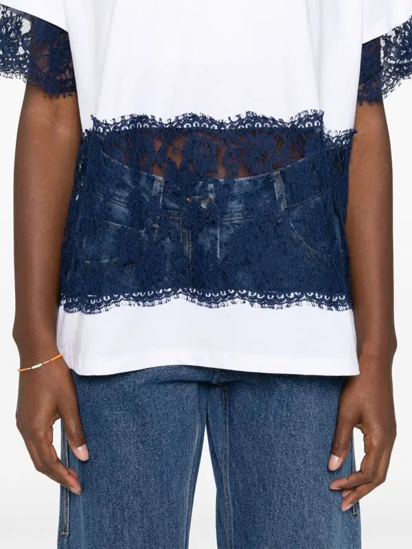 ERMANNO FIRENZE Short Sleeve T-shirt With Lace Detail