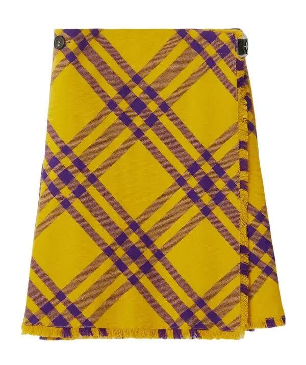 Burberry Checkered Fringed Edge Skirt - Pear