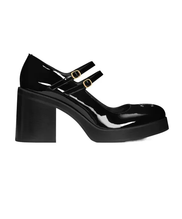 Celine Patent Calfskin Mary Janes With Arc De Triomphe Detailing