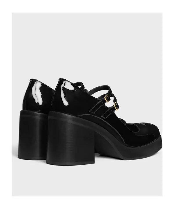 Celine Patent Calfskin Mary Janes With Arc De Triomphe Detailing