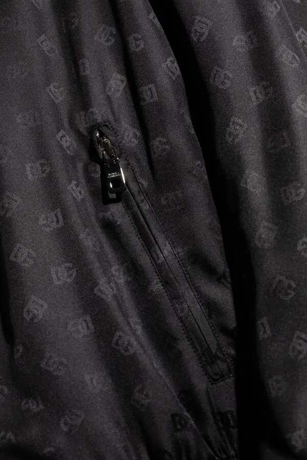 Dolce & Gabbana Logo Jacquard Zipped Bomber Jacket - Black