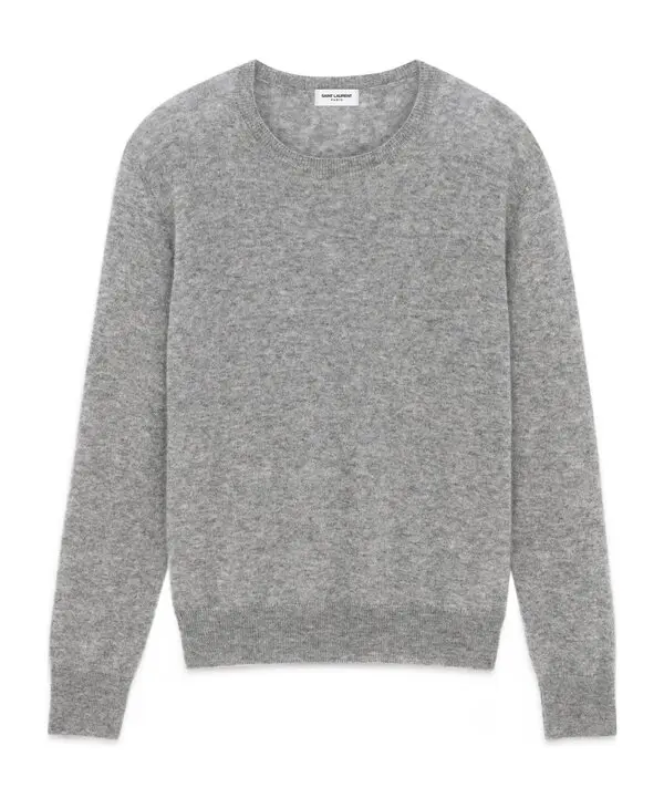 Saint Laurent Ribbed Crew Neck Sweater - Gray