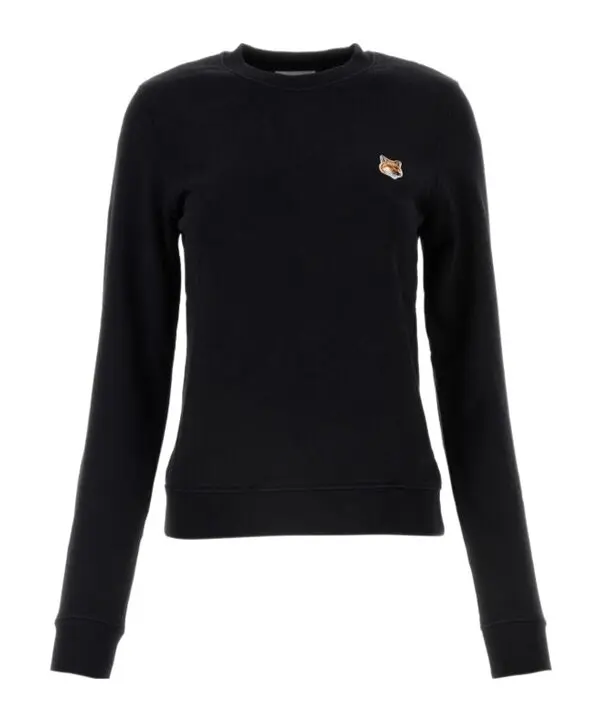 Maison Kitsuné Crewneck Sweatshirt With Fox Head Patch - Black
