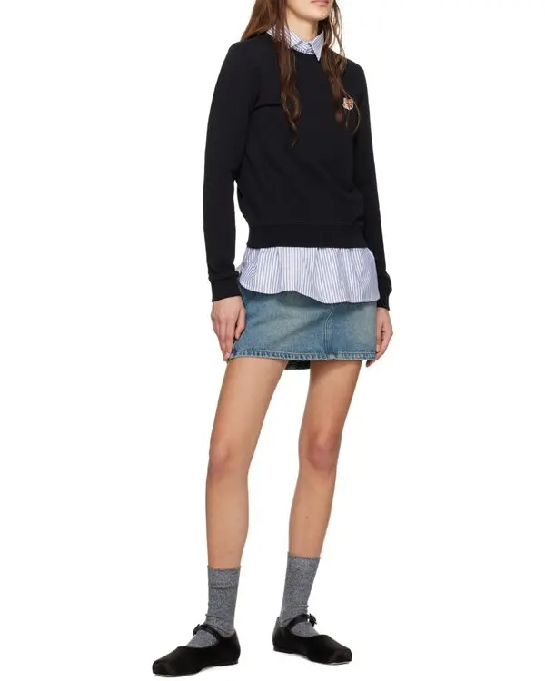Maison Kitsuné Crewneck Sweatshirt With Fox Head Patch - Black