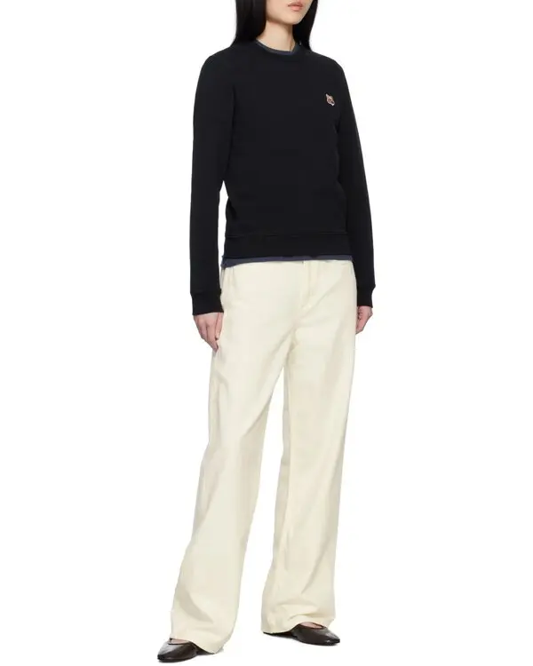 Maison Kitsuné Crewneck Sweatshirt With Fox Head Patch - Black