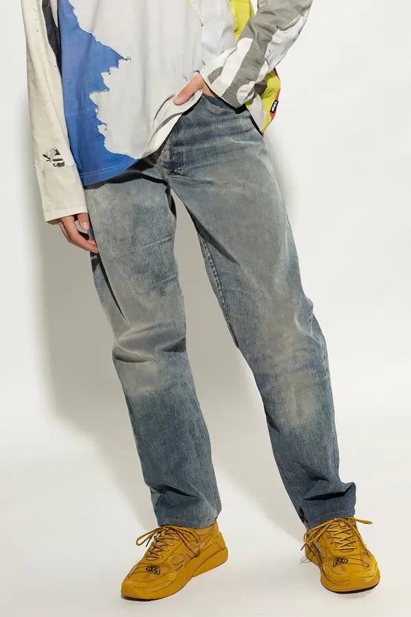 DIESEL® Logo Patch Straight Leg Jeans