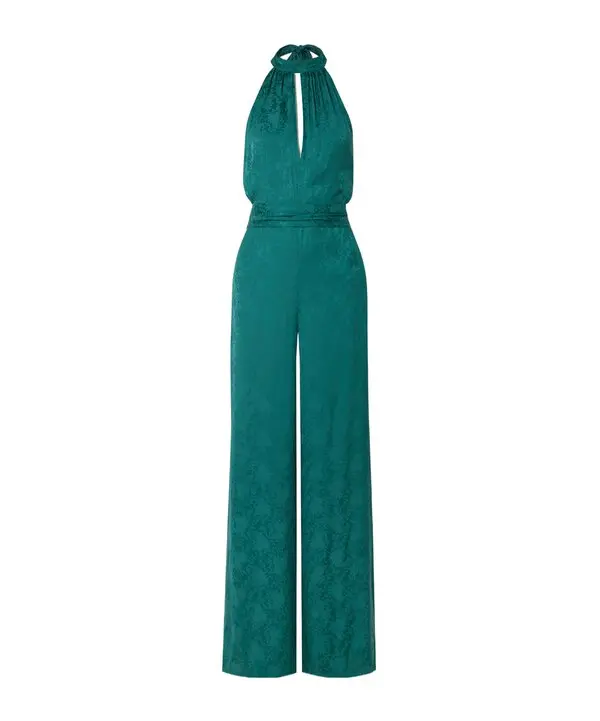 Rixo Halterneck Wide-leg Jumpsuit - Green