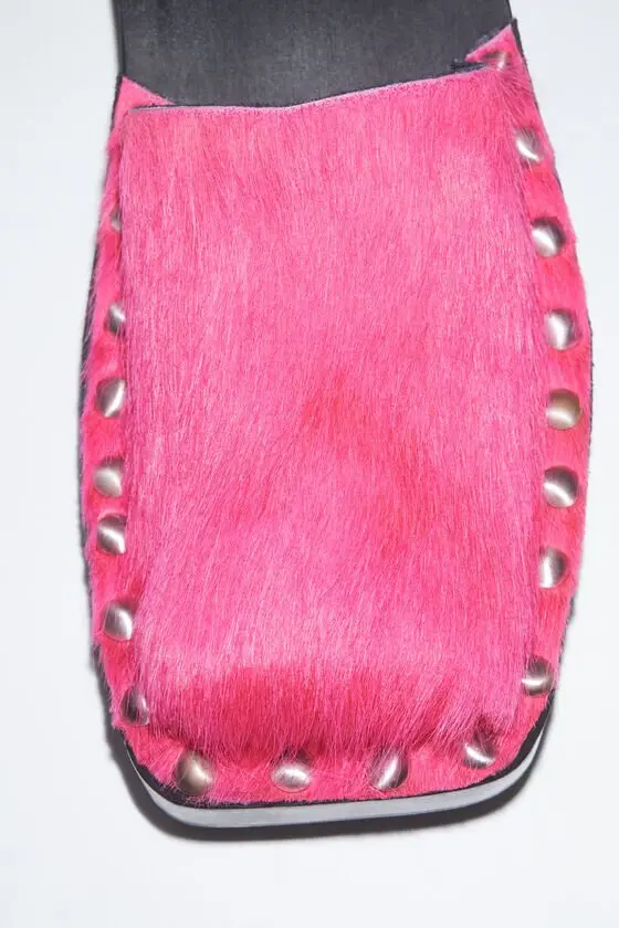 Acne Studios Brushed Effect Leather Mules With Metal Rivet Details