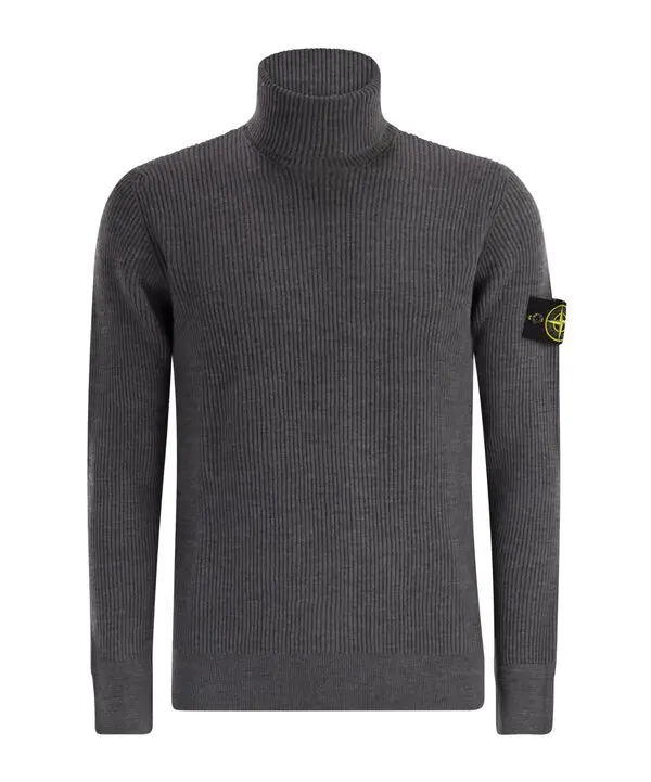 Stone Island Ribbed Turtleneck Sweater - Ash Mixed Color