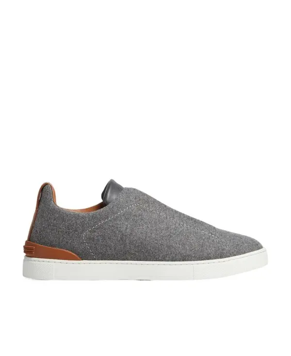 Zegna Triple Stitch Wool Sneakers - Gray