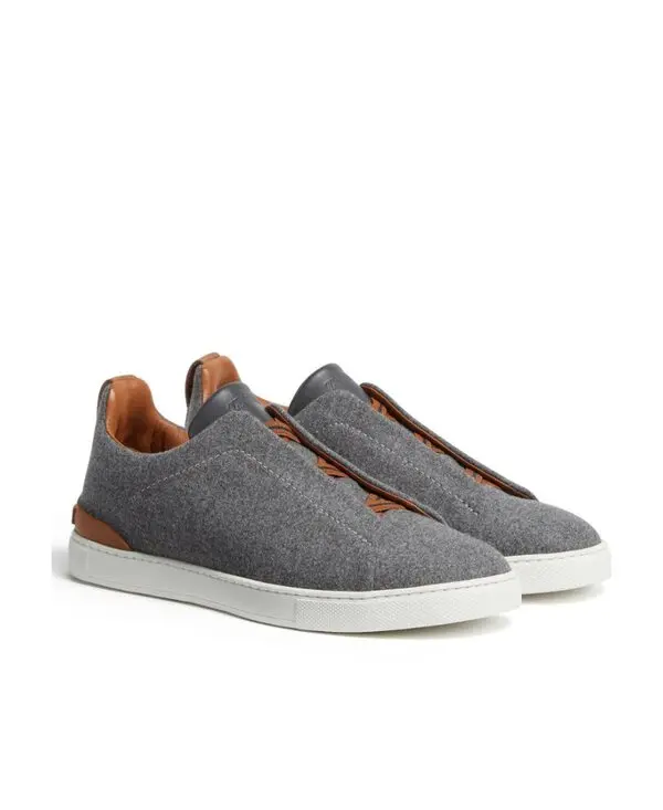 Zegna Triple Stitch Wool Sneakers - Gray