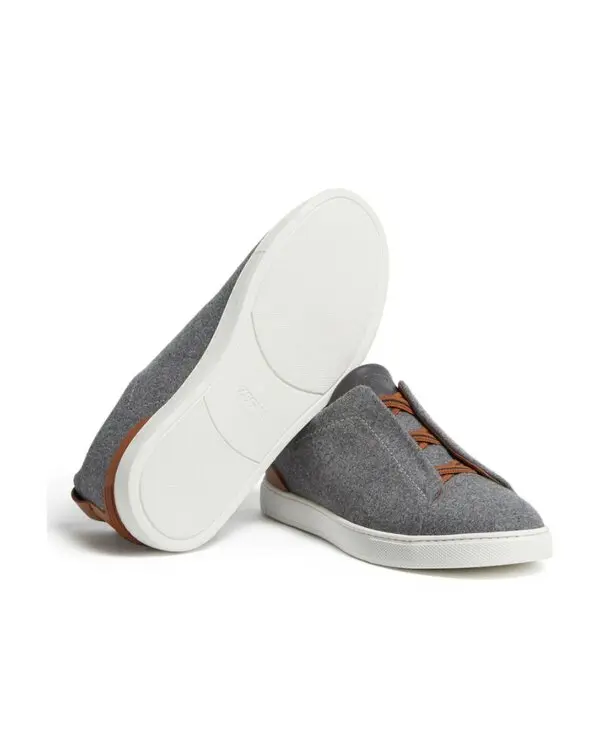 Zegna Triple Stitch Wool Sneakers - Gray