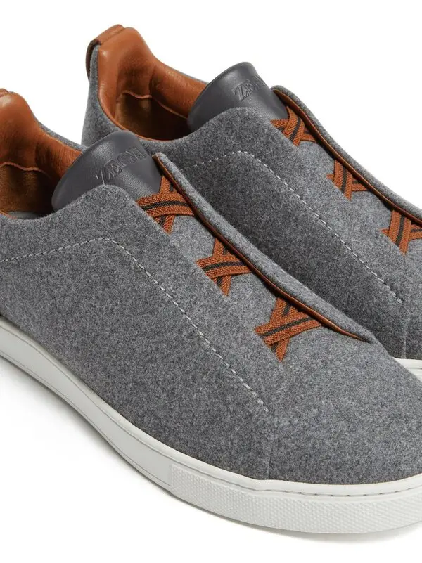 Zegna Triple Stitch Wool Sneakers - Gray