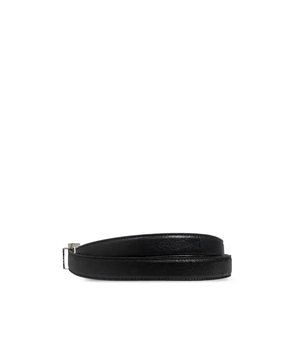 Saint Laurent Logo Plaque Buckled Belt - Black