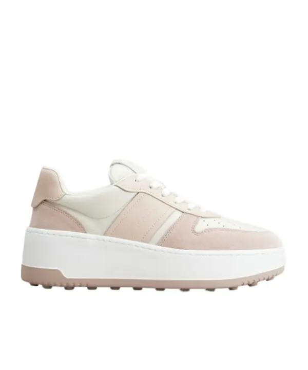 TOD'S Round-toe Lace-up Sneakers In Leather And Suede