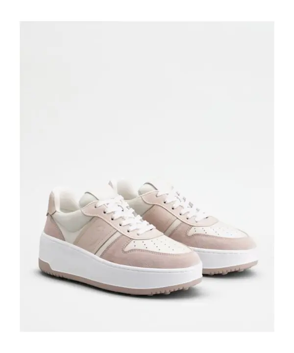 TOD'S Round-toe Lace-up Sneakers In Leather And Suede