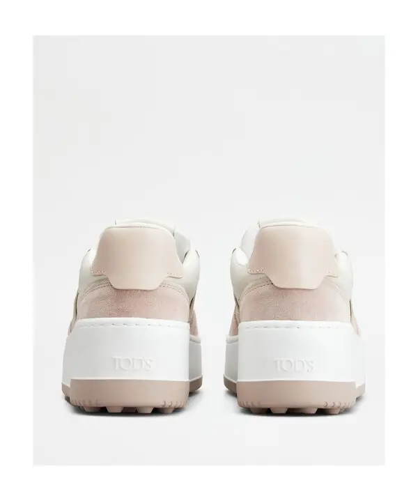 TOD'S Round-toe Lace-up Sneakers In Leather And Suede